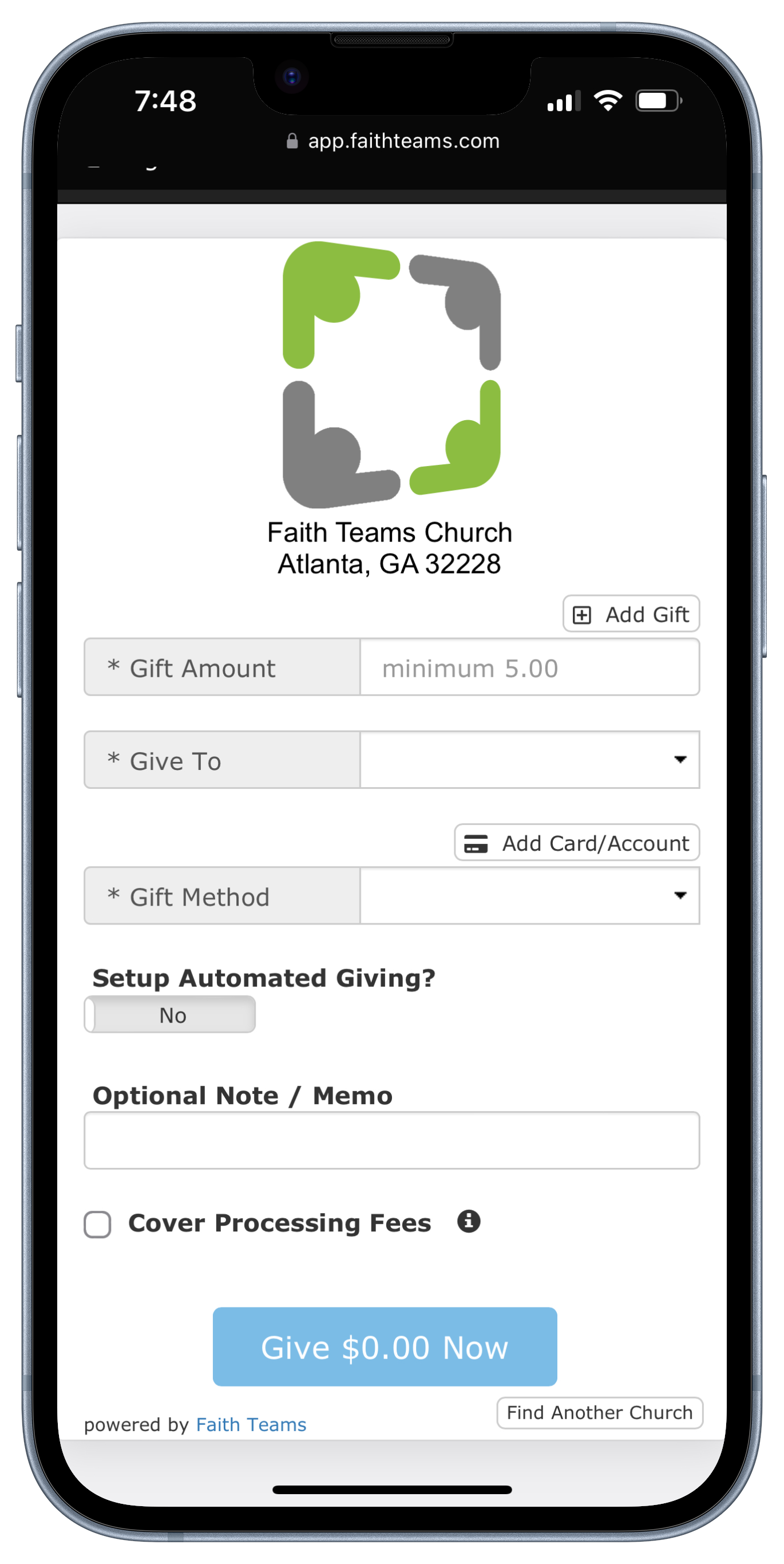 Faith Teams - Digital Giving - Church Management Software
