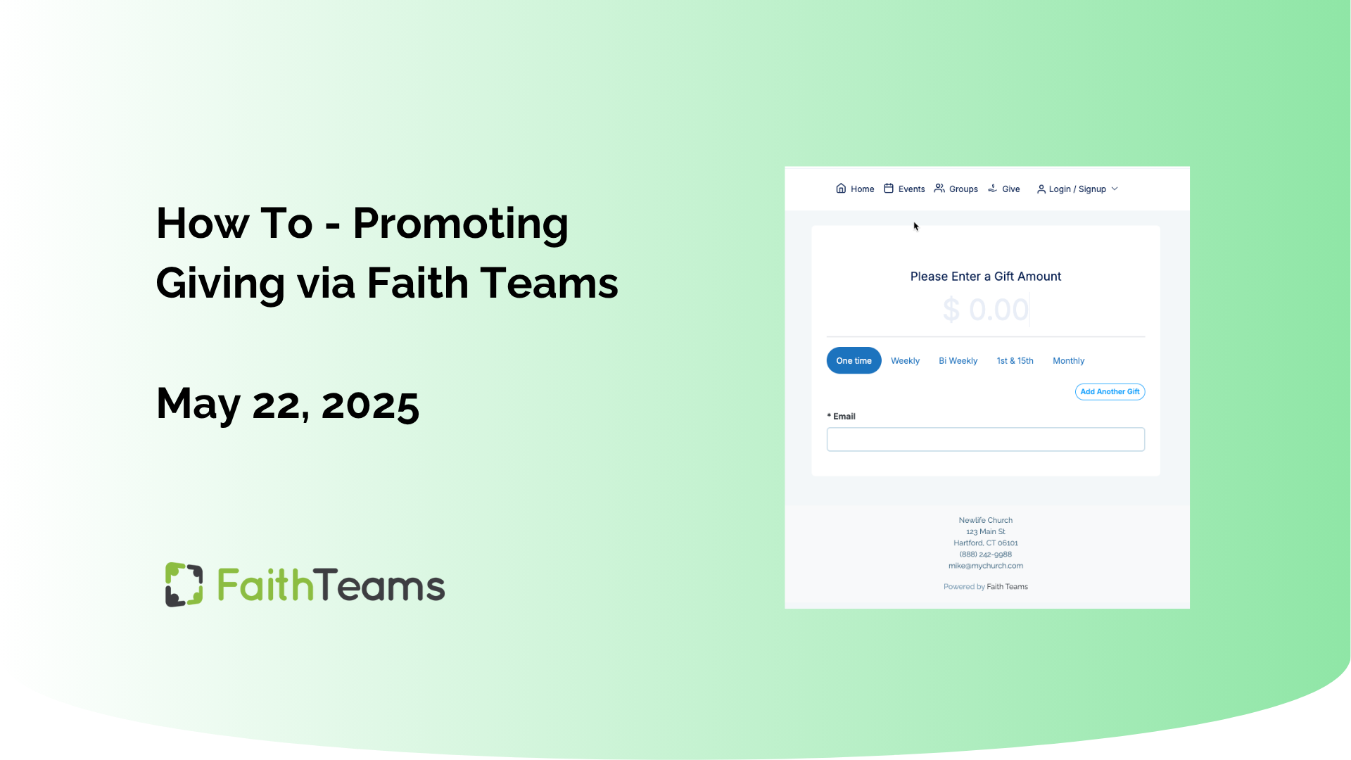 How To - Promoting Giving - Faith Teams